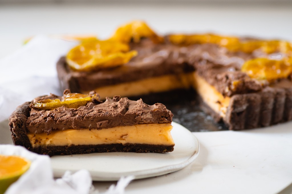 Chocolate Orange Tart (with eggless orange curd filling) – Bakesalotlady™